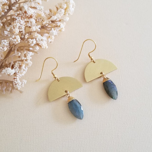 Gold labradorite earrings store