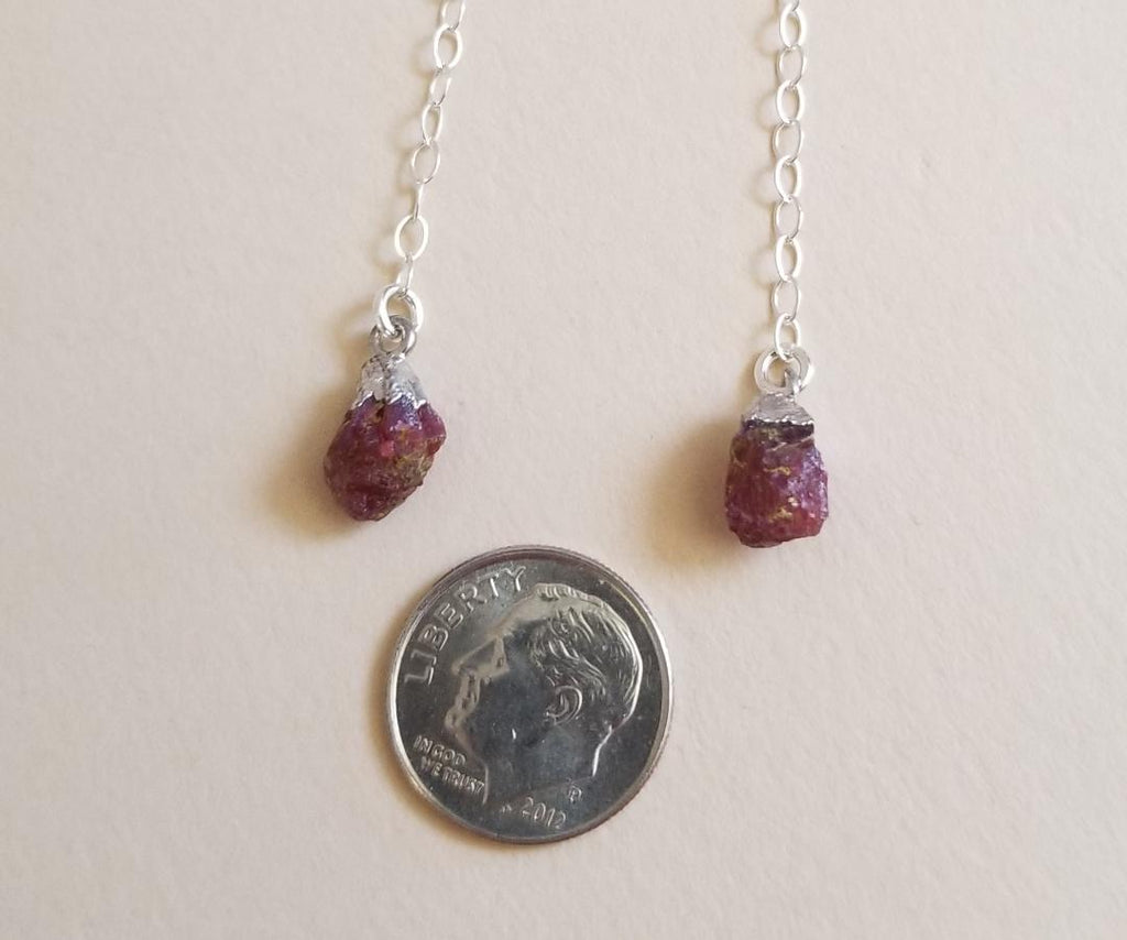 rough cut ruby earrings